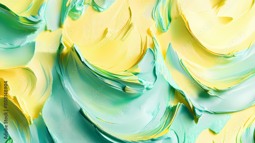 Yellow-green round design 3d rendering. textured pastel. ceramic ...