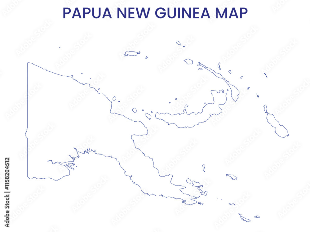 High detailed map of Papua New Guinea. Outline map of Papua New Guinea ...