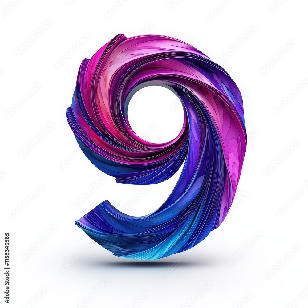number 9 with abstract motion lines icon logo illustration isolated on ...