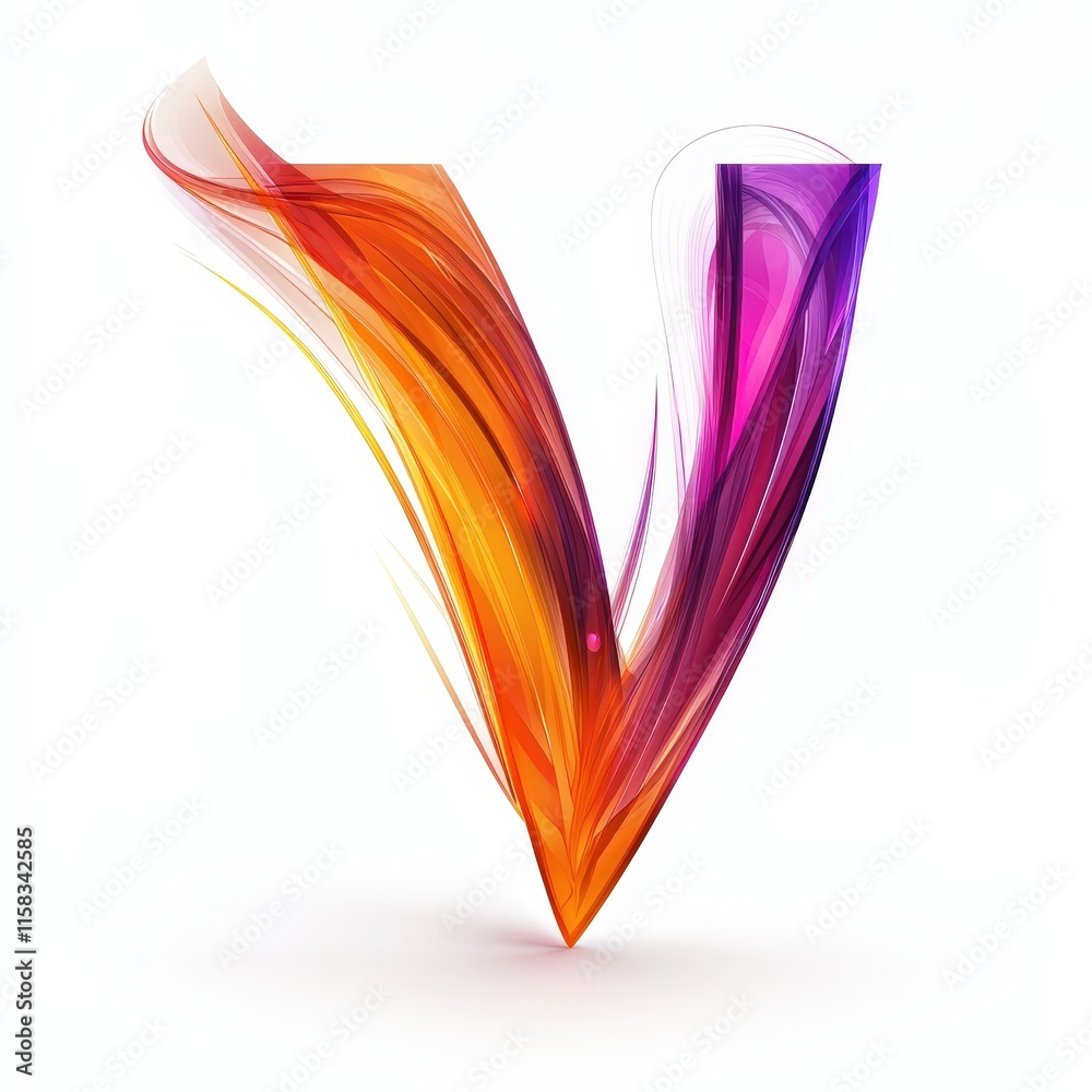 letter V with abstract motion lines icon logo illustration isolated on ...
