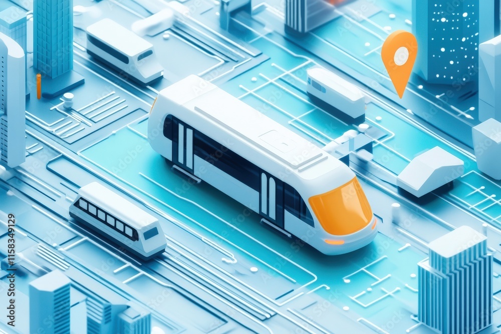 Futuristic Urban Transport Network with Stylish Light Rail Vehicle ...