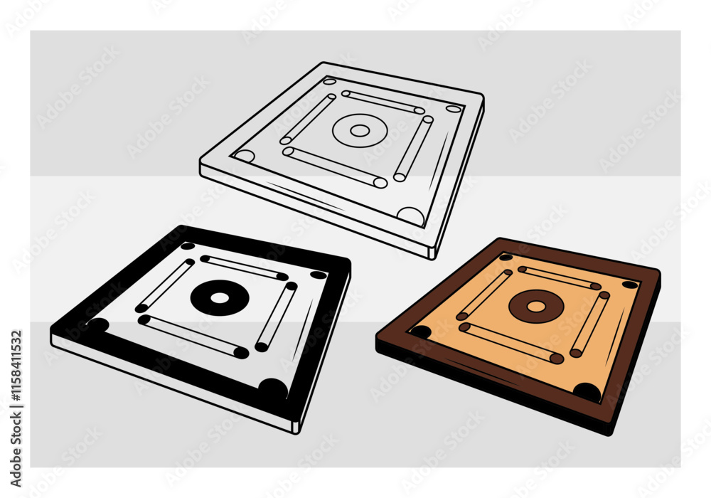Carrom Board SVG Silhouette, Carrom Silhouette, Sports Svg, Carrom ...