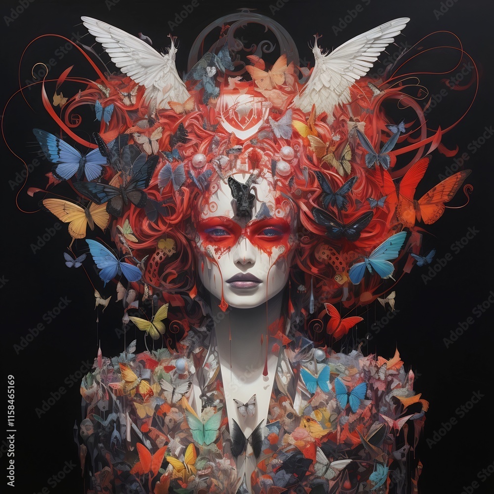 Majestic waterfall cascading through a lush verdant mountain forest ...