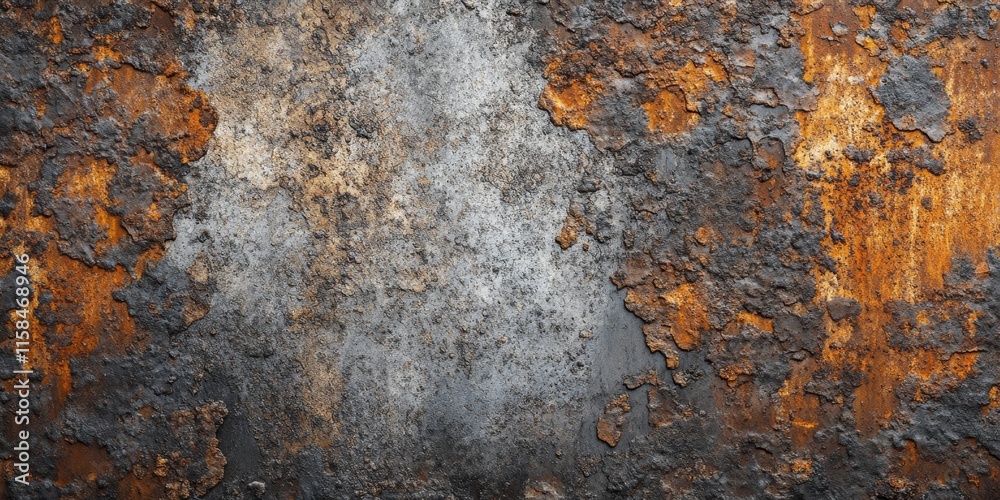 Rust texture on old iron contrasts against a white and black background ...