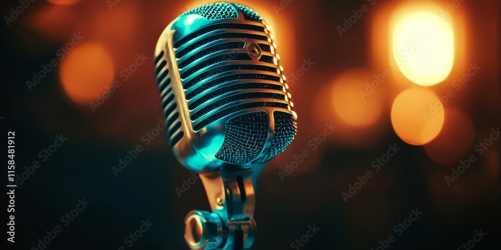 High quality photo of a vintage retro microphone designed for recording ...