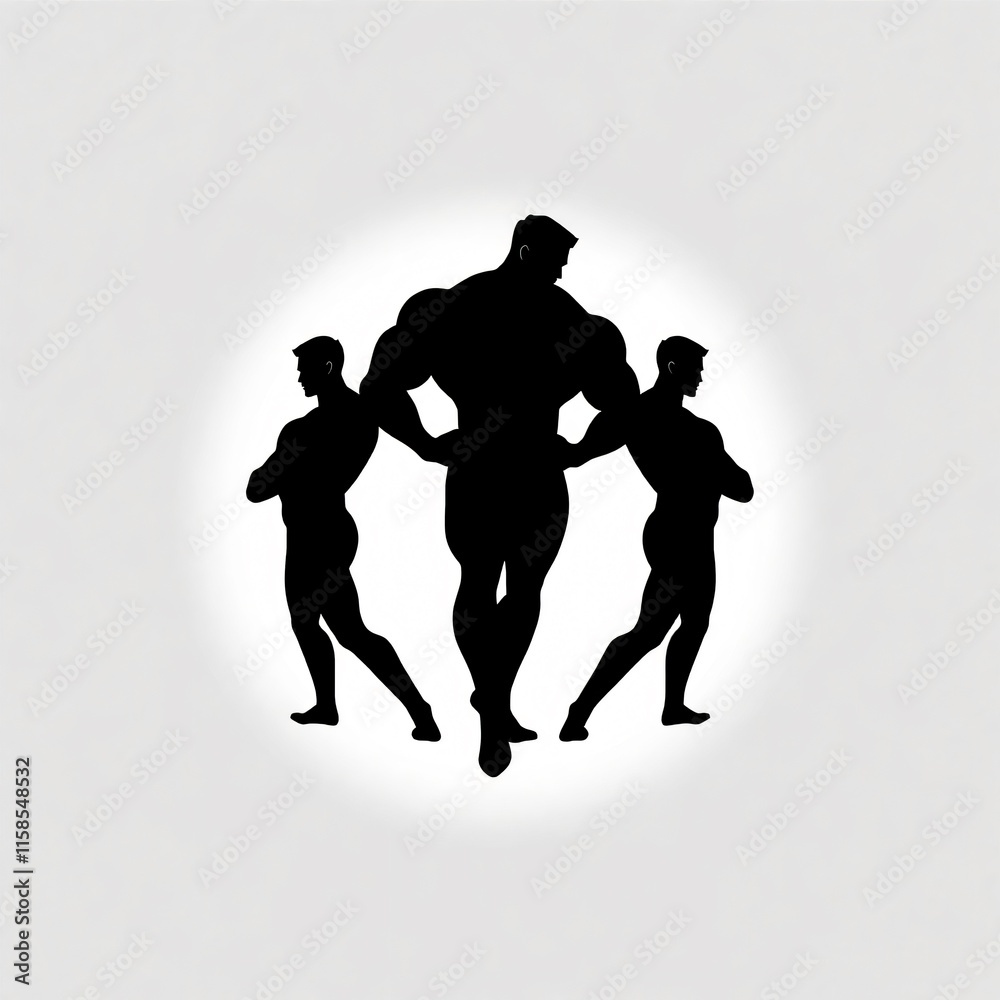 Three Bodybuilders: Strength, Unity, and Fitness Stock Illustration ...