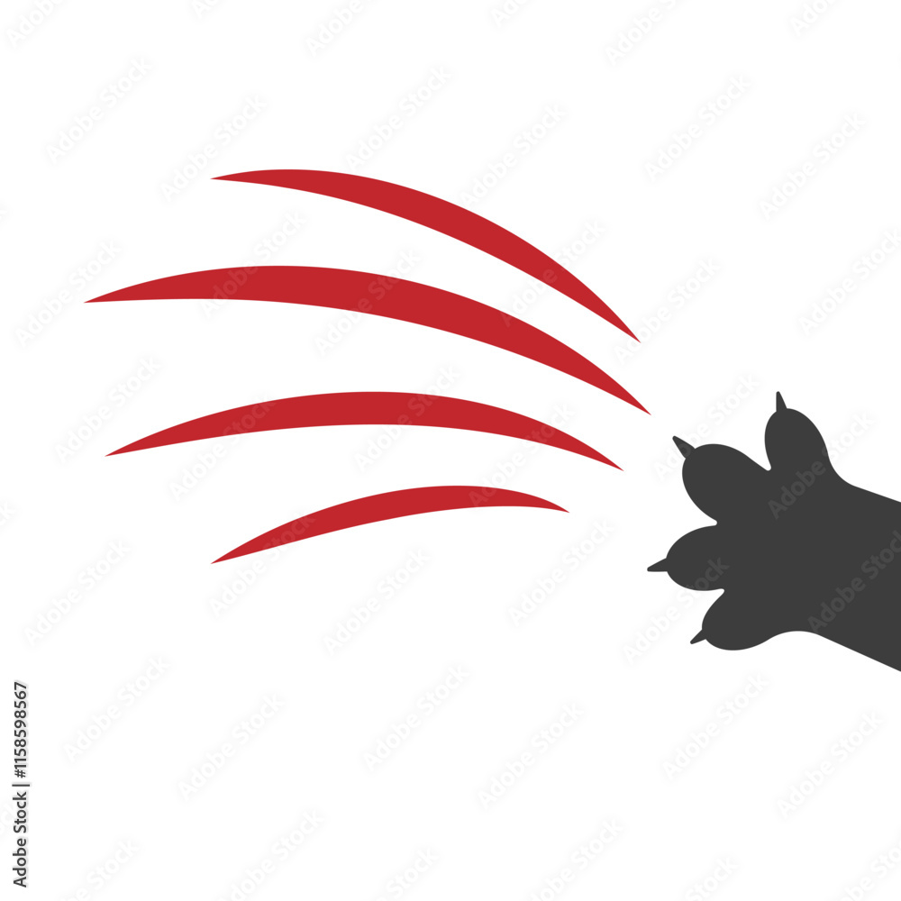 Cat scratch. Red bloody animal claw mark isolated on white background ...