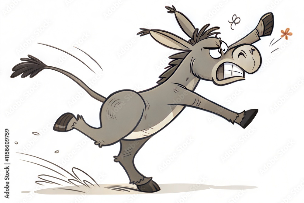 Illustration of an angry donkey kicking Stock Illustration | Adobe Stock