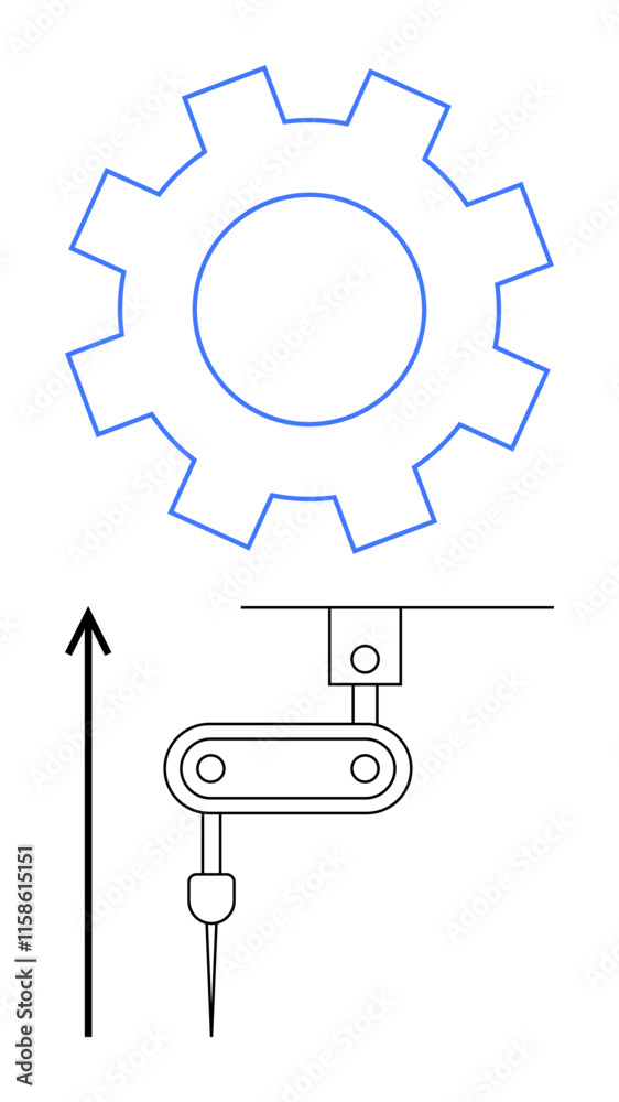 Gear and robotic arm highlight mechanics automation technology, and ...