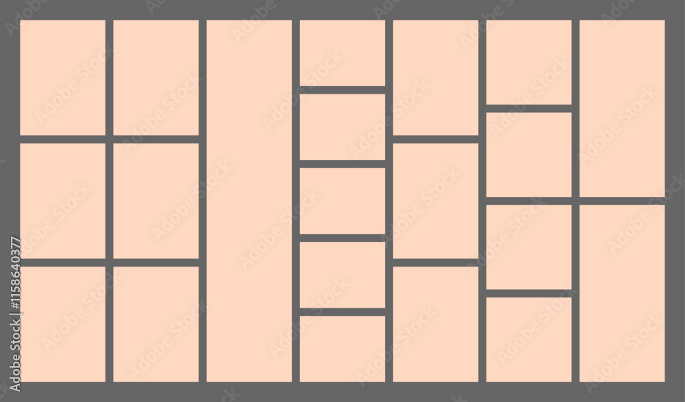 Dimensions 16x9 trendy bento grid layout style brick Ui UX templates ...