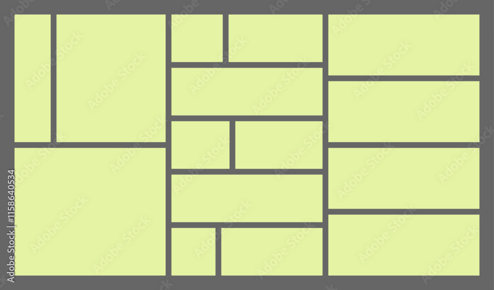 Dimensions 16x9 trendy bento grid layout style brick Ui UX templates ...