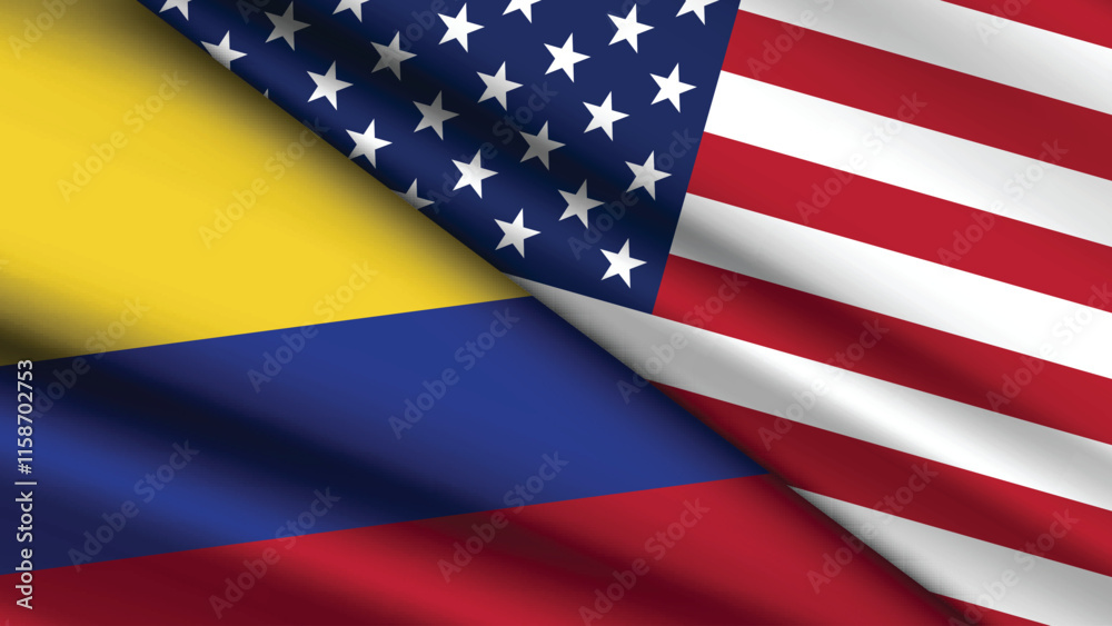 High Quality background with Two Flags of USA and Colombia Stock Vector ...