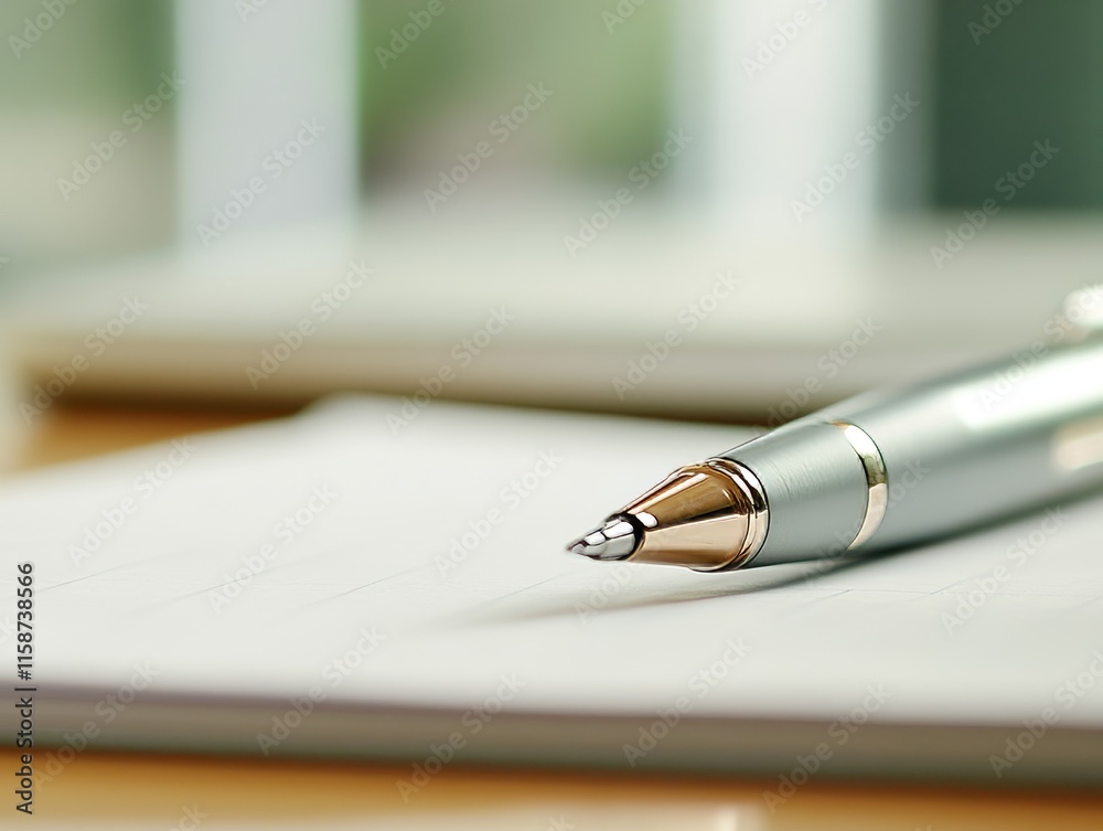 Detailed shot of a pencil on lined paper with natural background ...