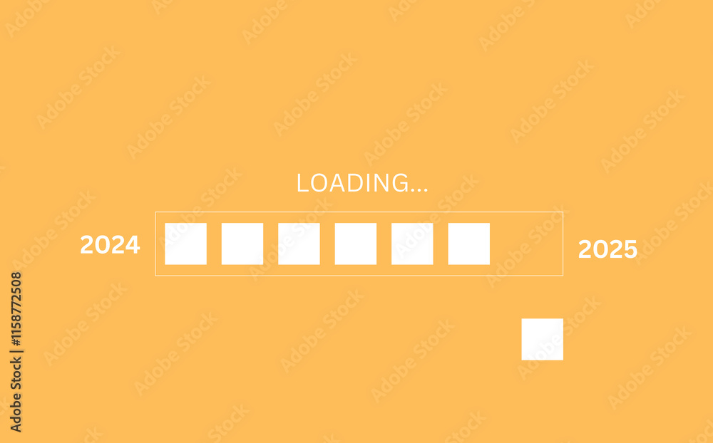 Loading Progress Bar from 2024 to 2025 with Wooden Blocks. A hand ...
