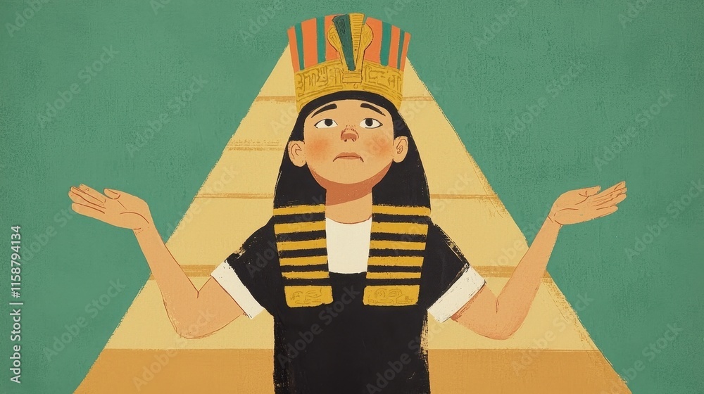 Young Boy Dressed in Traditional Egyptian Pharaoh Outfit Standing ...