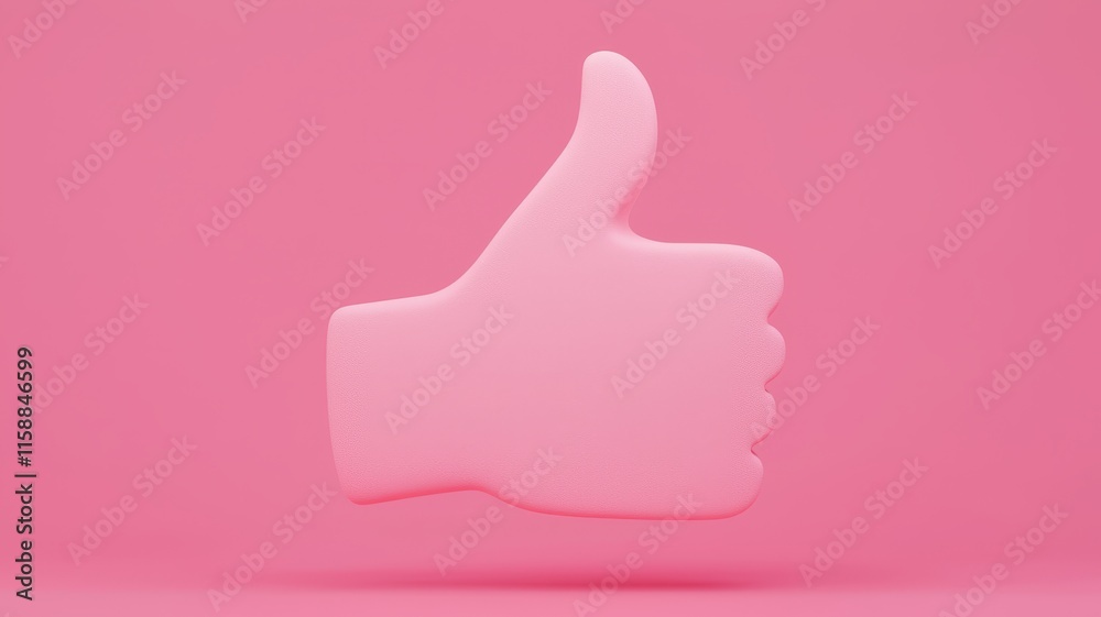 Pink Thumbs Up 3D Render Social Media Like Icon Positive Feedback ...