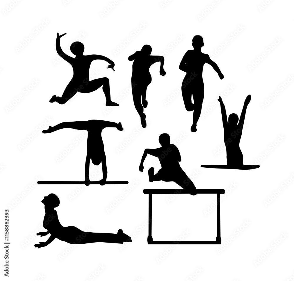 silhouette, evolution, vector, sport, people, illustration, dance ...