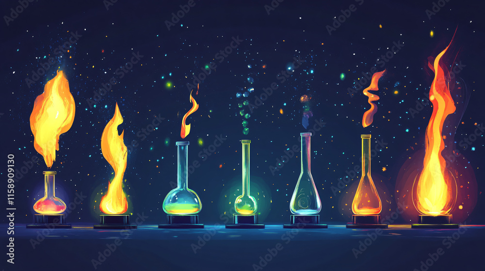 An educational chart showing different flame types produced by a Bunsen ...