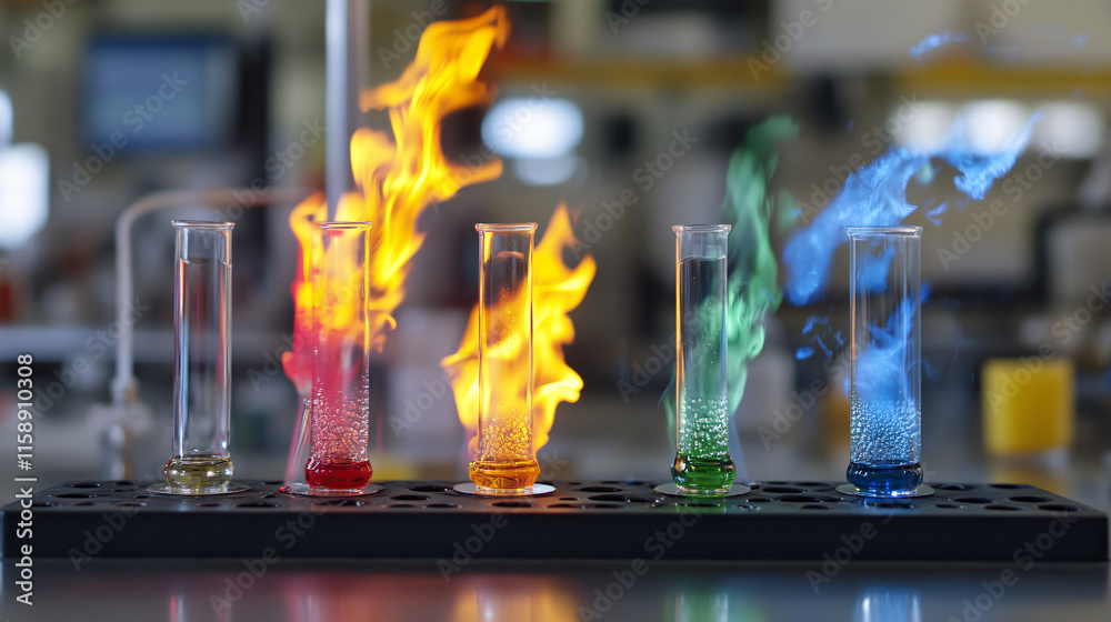 An educational chart showing different flame types produced by a Bunsen ...