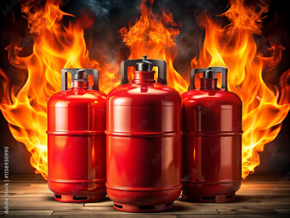Burning Red Gas Cylinders - Fire Safety Hazard - Rule of Thirds ...