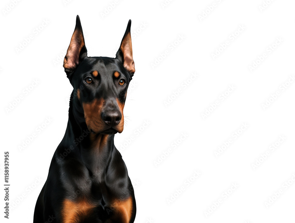 Doberman Pinscher sits, on transparent background png Stock ...