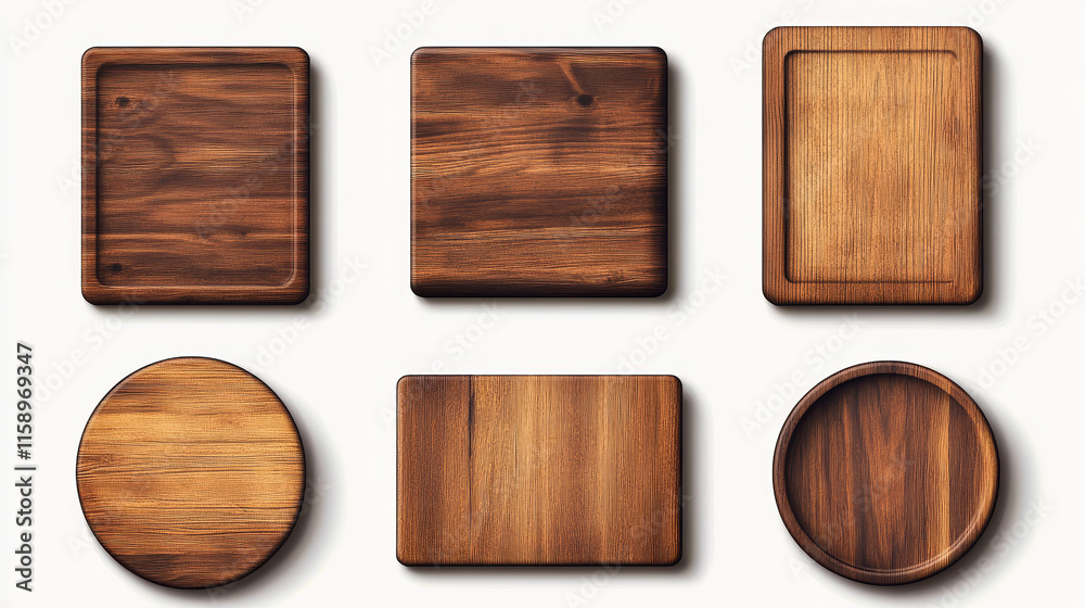 Sign board with brown wood texture. Realistic 3d vector illustration ...