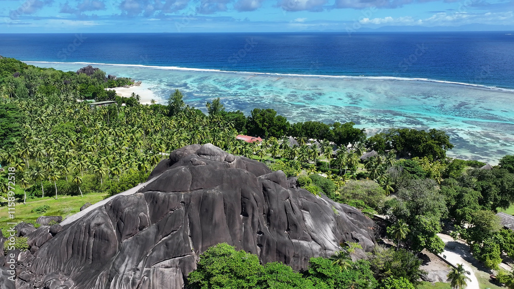Seychelles Skyline At La Digue Island In Victoria Seychelles. Indian ...