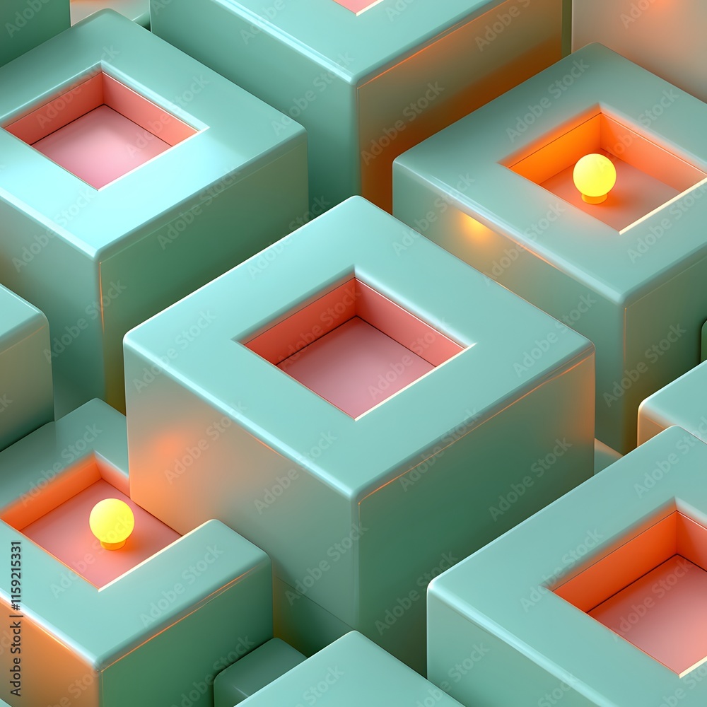 A grid structure with a 3D effect, where each intersection is ...