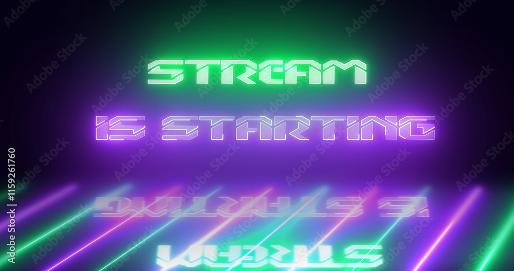 Stream starting soon motion graphic loop. Neon stream starting gamer ...
