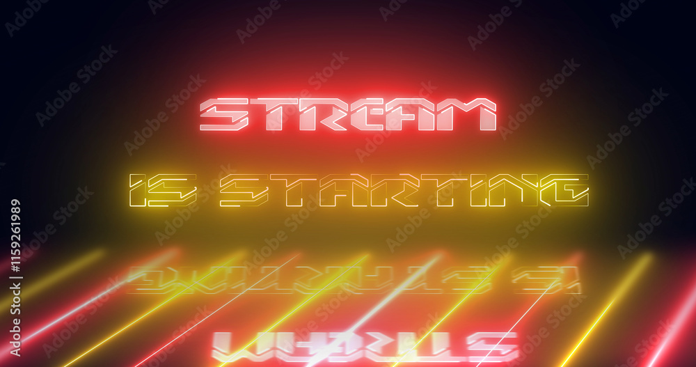 Stream starting soon motion graphic loop. Neon stream starting gamer ...