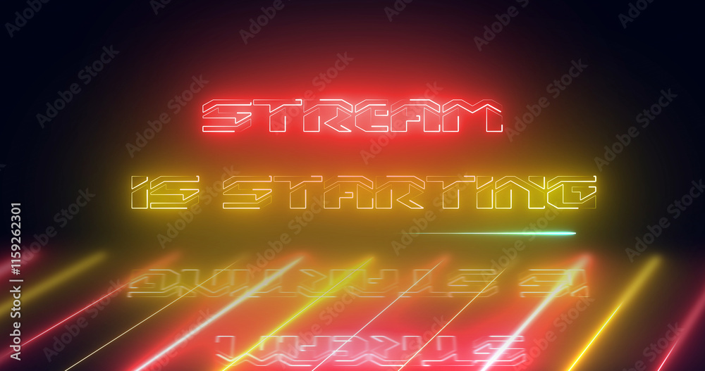 Stream starting soon motion graphic loop. Neon stream starting gamer ...