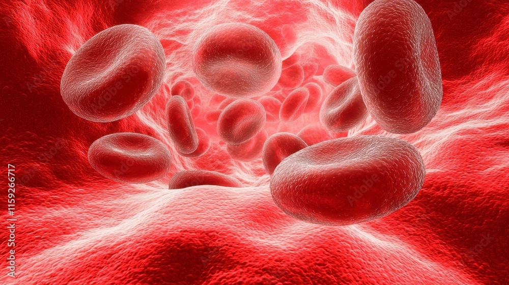 Detailed Visualization of Red Blood Cells Flowing Through Blood Vessels ...