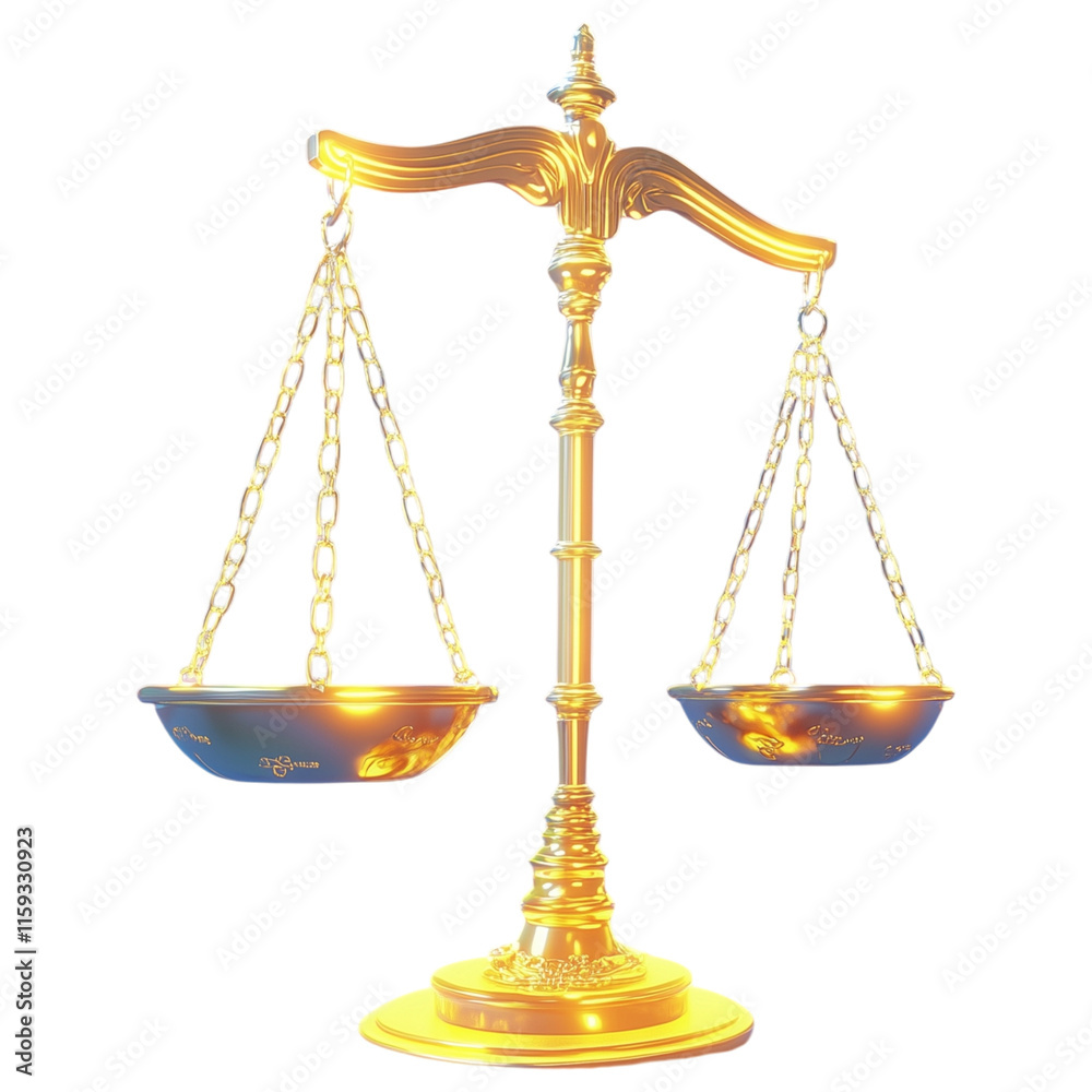Vintage-style golden scales of justice illustration on a transparent ...