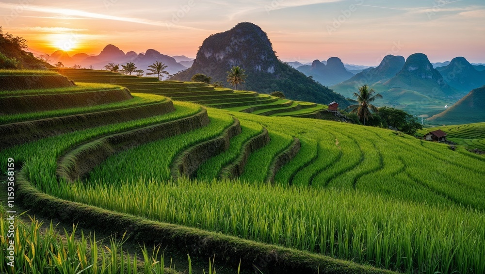 Oil Painting Depicting the Harvest Season in Mu Cang Chai, Vietnam ...