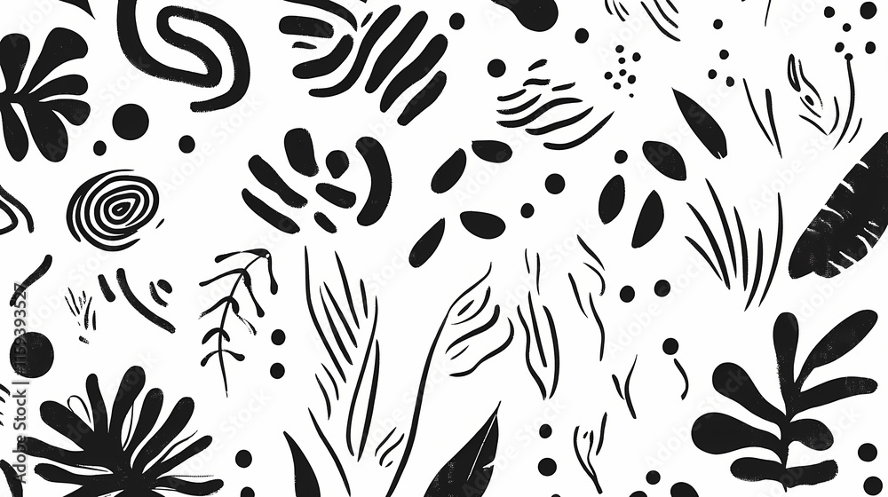 Hand drawn doodle elements, dynamic, organic strokes and creative ...