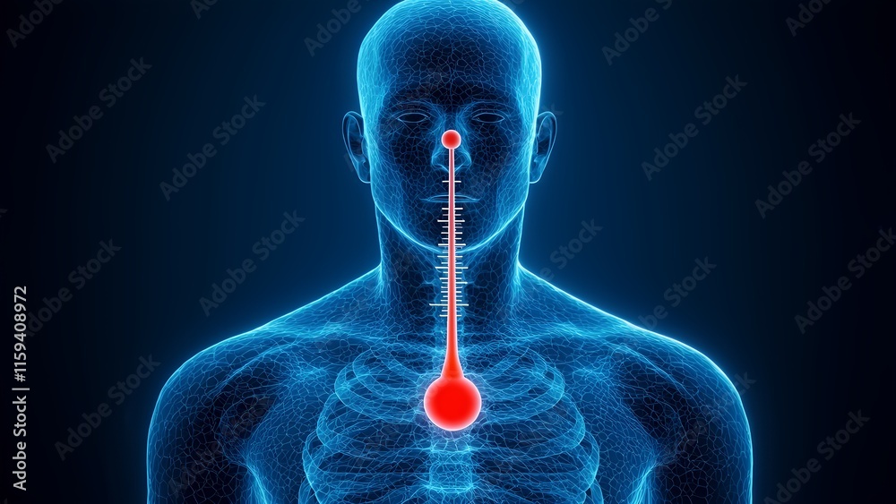 Visual representation of fever signs in a human body Stock Illustration ...