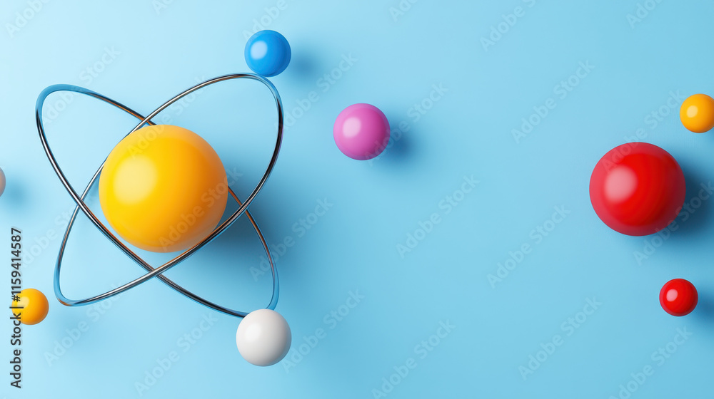 Bohr Model, A colorful Bohr model illustration representing a nitrogen ...