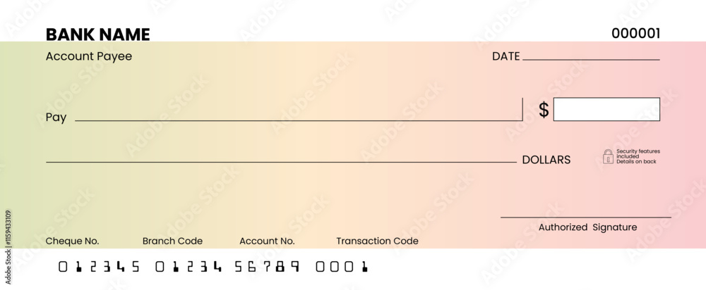 Blank Bank Cheque Template: Editable and Printable Design Stock Vector ...
