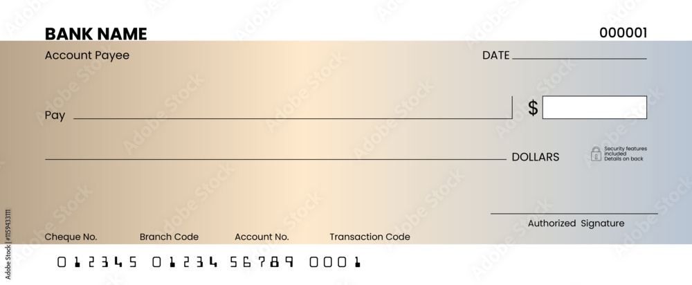 Blank Bank Cheque Template: Editable and Printable Design Stock Vector ...
