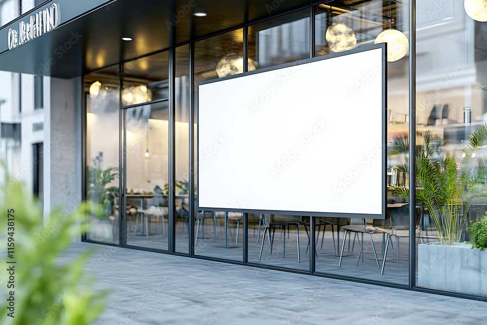 Modern Cafe Digital Menu Board Mockup, White empty paper poster mockup ...