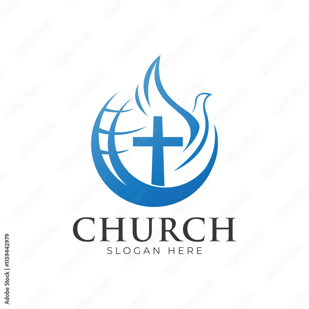 Christian Cross Church logo design vector illustration. cross logo with ...