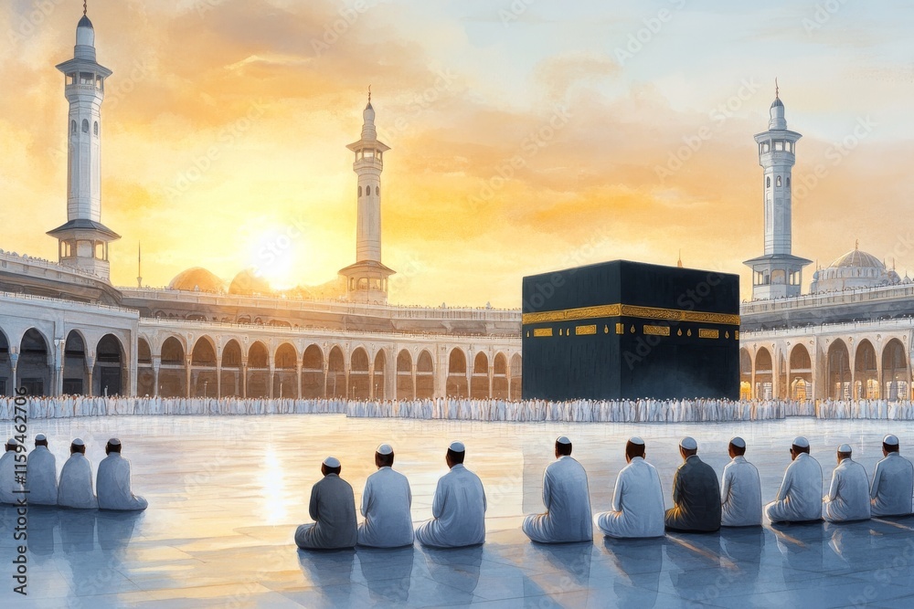 Holy Kaaba in Mecca, Saudi Arabia – Digital Painting of the Sacred ...
