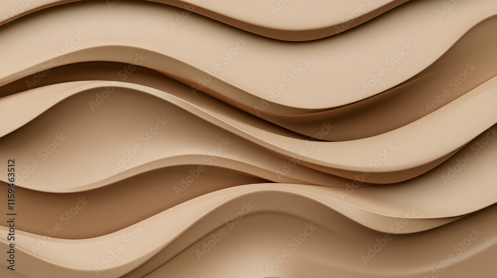 Mocha mousse color 2025 layered wave-inspired background with soft ...