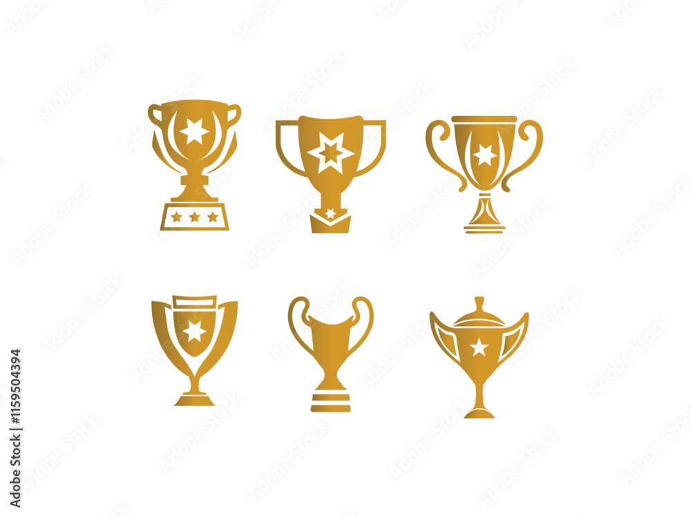 Trophy cups icons Set. Winner symbols in Fill Styles. Champion's cups ...