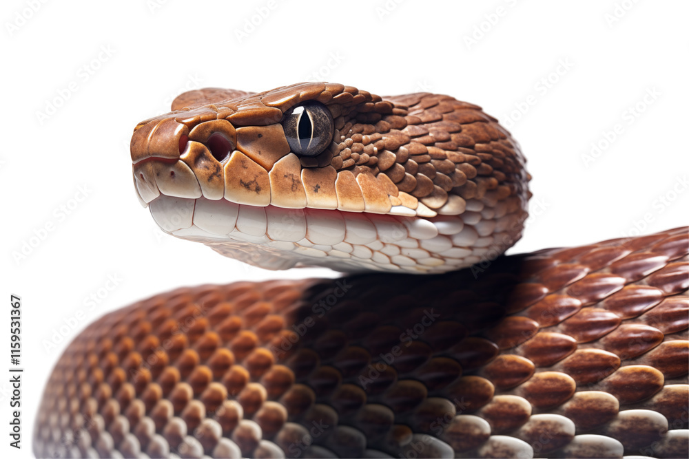 Realistic snake on a transparent background, showcasing intricate ...