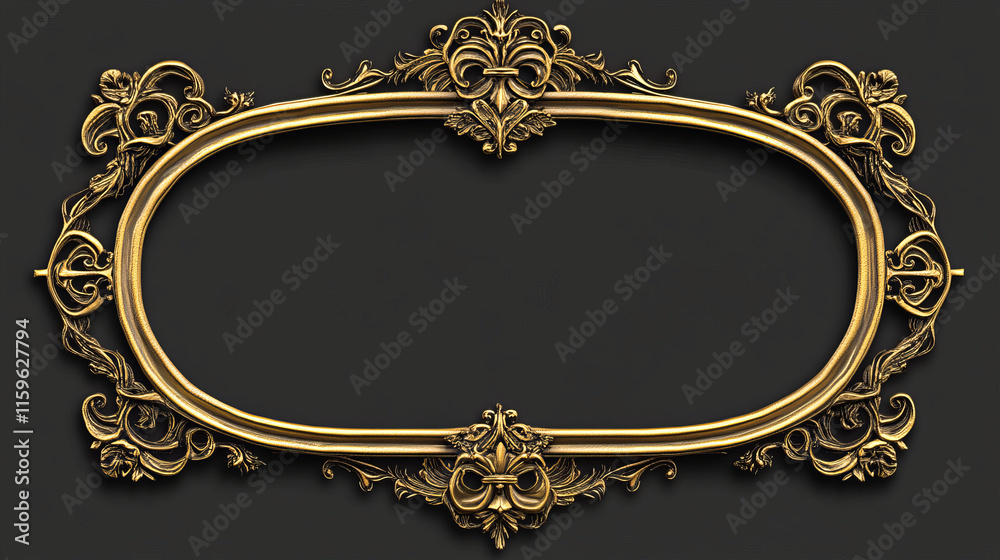 Square ui game frames, gold textured ornate rims with medieval decor ...