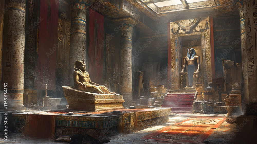 Cartoon set of Egyptian temple interior design elements isolated on ...