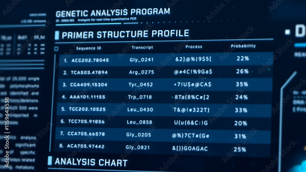DNA code analysis visualization data, genome sequence ui screen ...