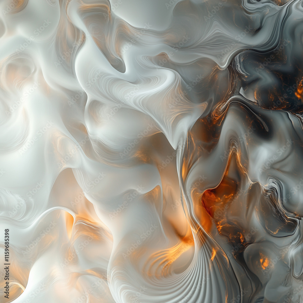 Dynamic organic forms: flowing liquid streams, coffee swirls, milk ...