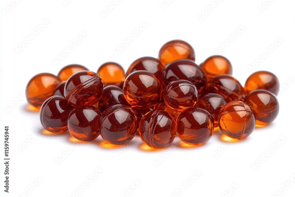 Soft gel capsules of cod liver oil against a white backdrop Stock Photo ...